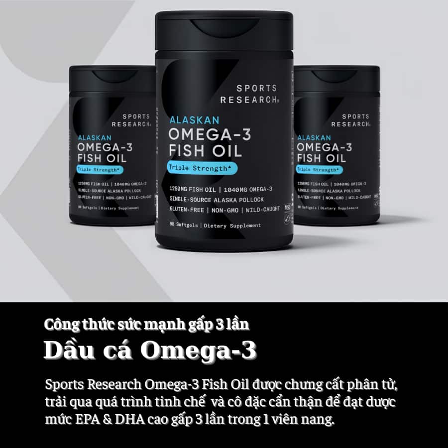 Dầu Cá Sports Research Omega-3 Fish Oil 1250mg, 90 Viên - NTPstore123